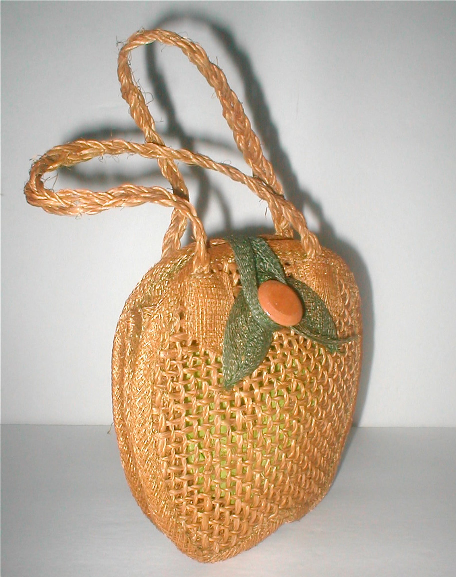 Green Apple Purse Vintage 60s Summer Woven Jute Handbag | Etsy