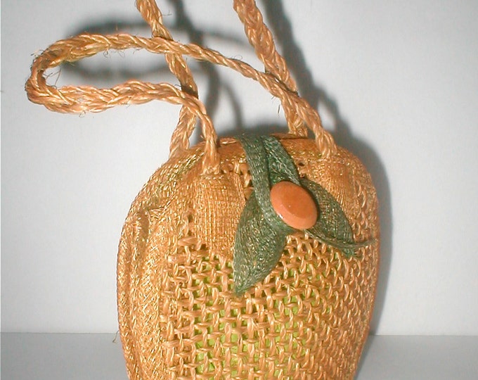 Green Apple Purse - Vintage 60s Summer Woven Jute Handbag - Etsy