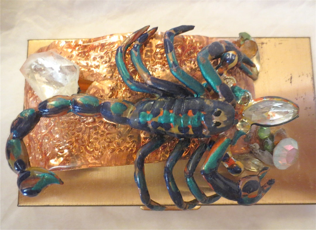 Scorpion Pill Box - Bejeweled Stinger Insect - Altered Art - Hand Made ...