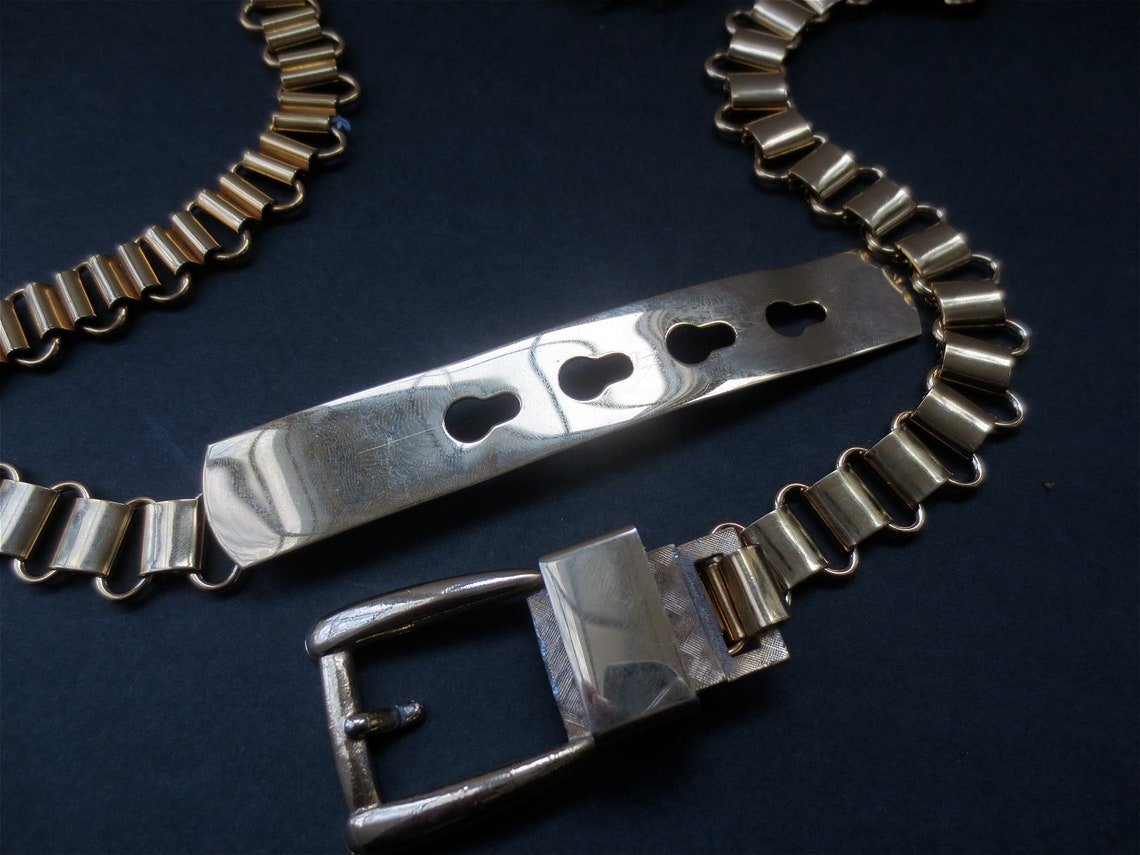 Sporty Chain Belt Vintage 1960s Belt Goldtone Buckle | Etsy