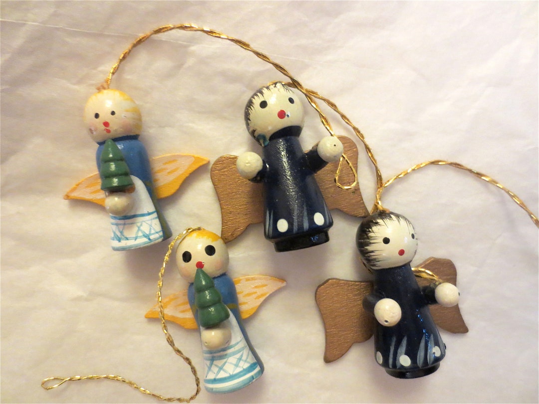 Tiny Angels Wooden Vintage 1960s Miniature Christmas Ornaments ...