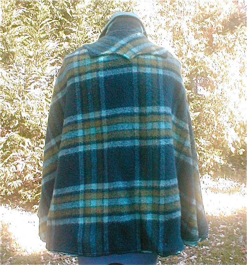 Turquoise Plaid Cape and Matching Suede Vest Pioneer Wear of - Etsy