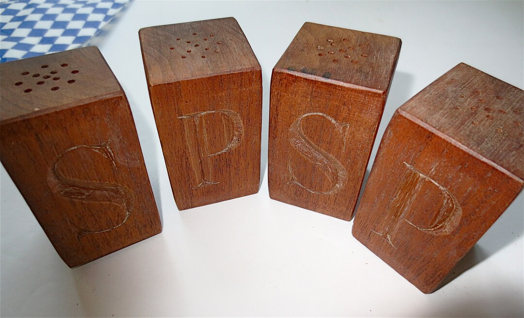 Teak Blocks - Salt and Pepper Shakers - Simple Wooden S & P - Danish ...