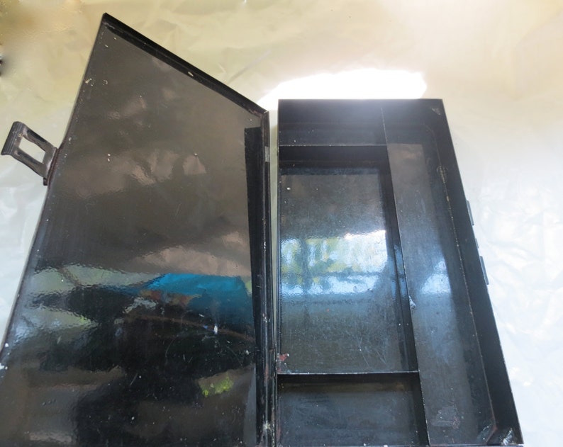 No. 5 Metal Parts Box Chippy Old Black Metal Box With 4 - Etsy