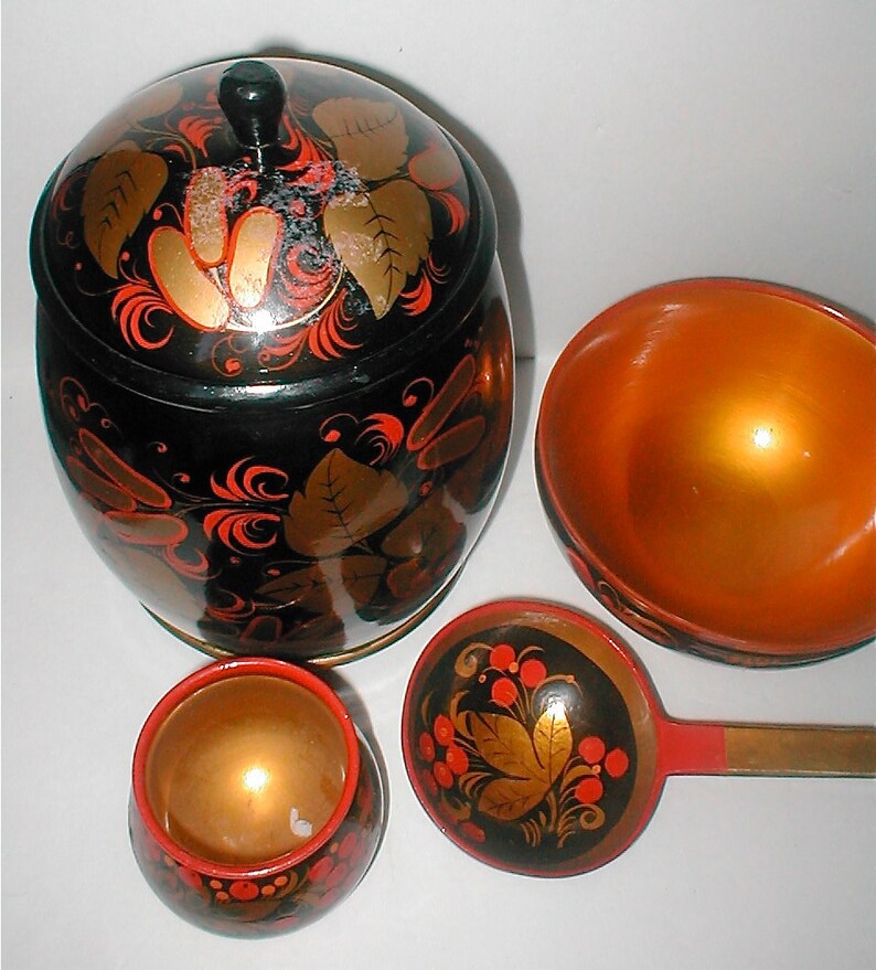 Russian Wooden Lacquerware and Gilt Collection Hand Painted | Etsy