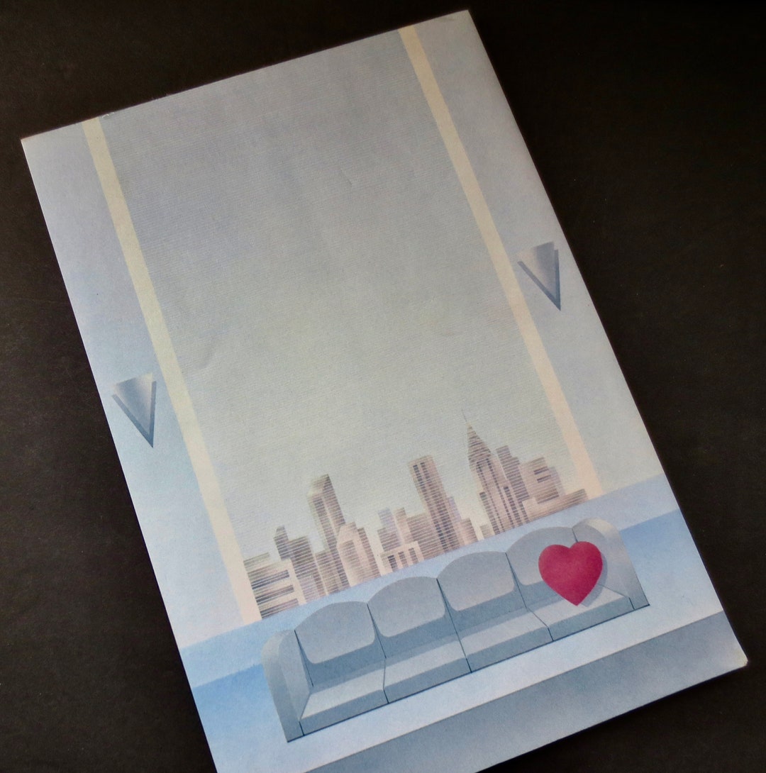 Classic 80s Writing Paper Skyline and Apartment Interior Paper ...