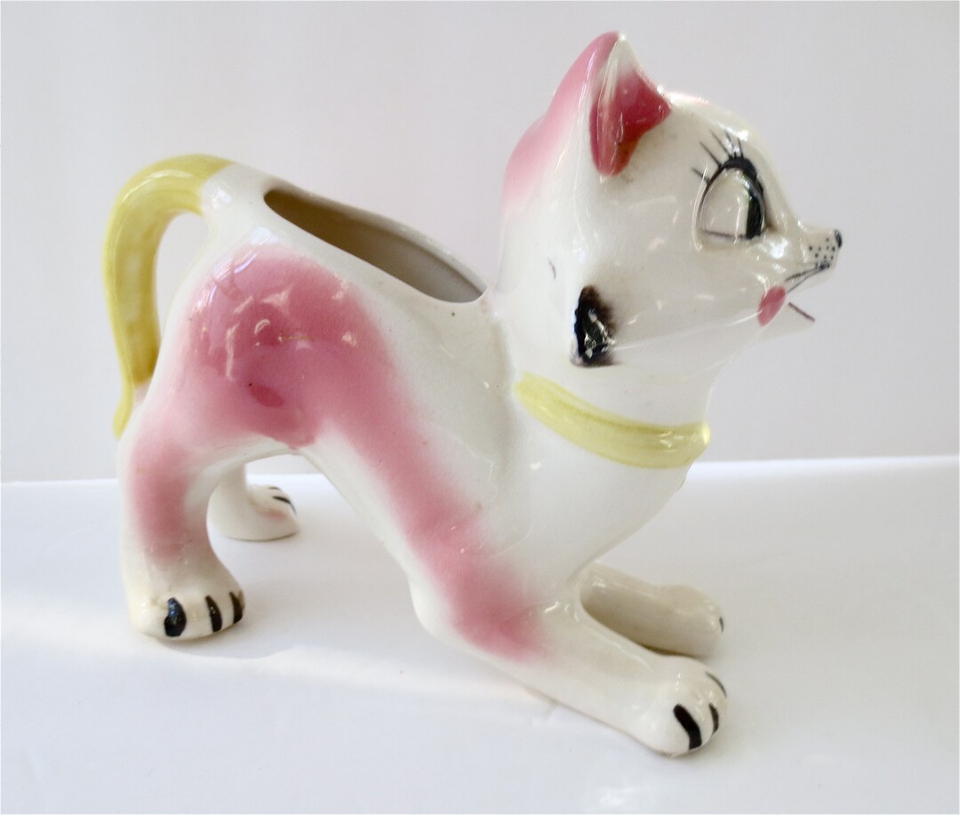 Happy Tail Pink Cat Creamer - Vintage Made in Japan Ceramic Table ...