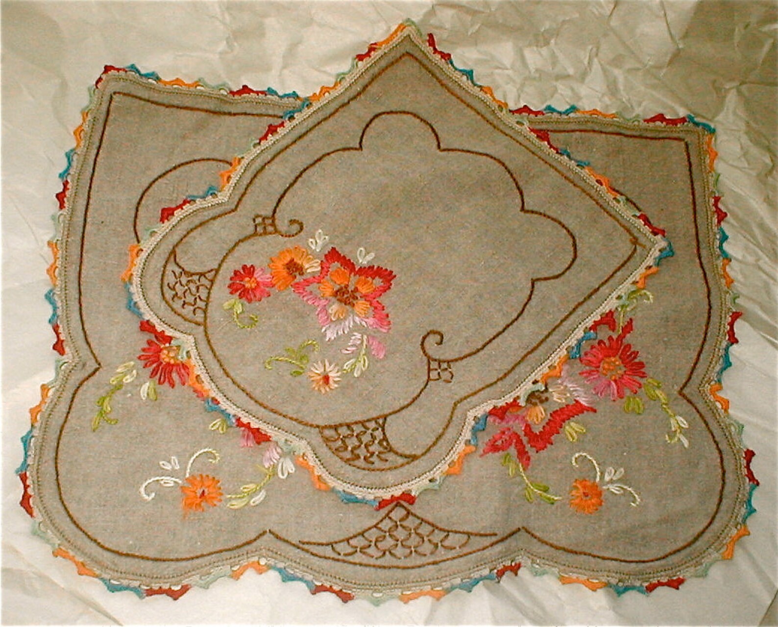 Natural Linen Embroidered Table Linens Set Dresser Scarf Set - Etsy