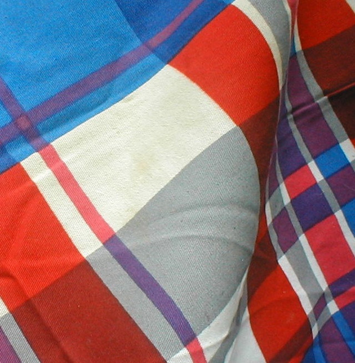 Plaid Fabric - Vibrant Vintage 70's Modern Design - 3 Pieces Left - Etsy