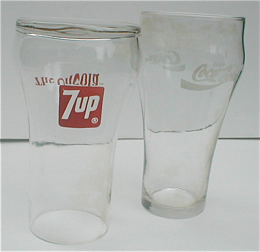 7-UP the Un Cola and Coke Glass Set of Two Brilliant Ad Campaign - - Etsy