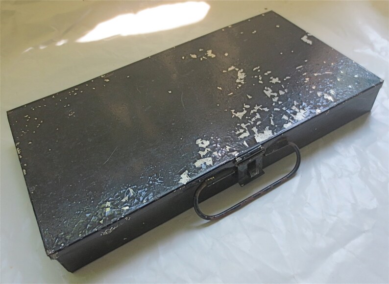 No. 5 Metal Parts Box Chippy Old Black Metal Box With 4 - Etsy