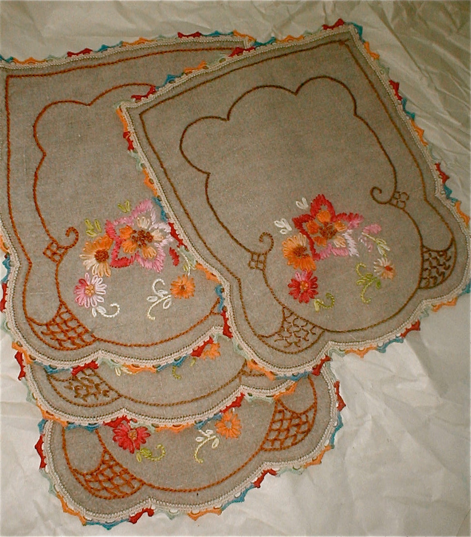 Natural Linen Embroidered Table Linens Set Dresser Scarf Set - Etsy