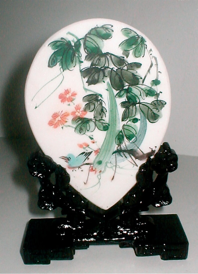 Hand Painted Tear Drop Portrait Plaque on Carved Wood Easel - Etsy