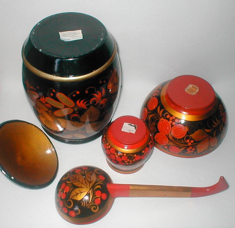 Russian Wooden Lacquerware and Gilt Collection Hand Painted | Etsy