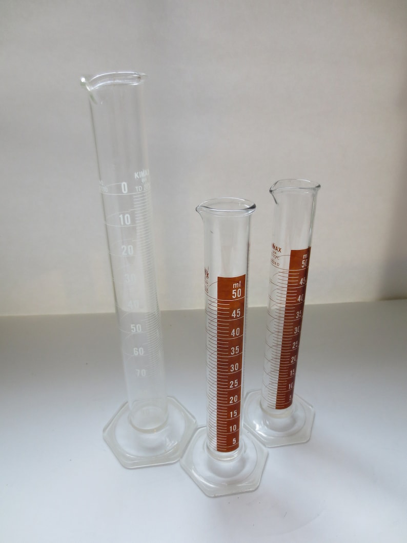 Lab Graduated Measuring Vials - Vintage 50s KIMAX Laboratory Vials ...