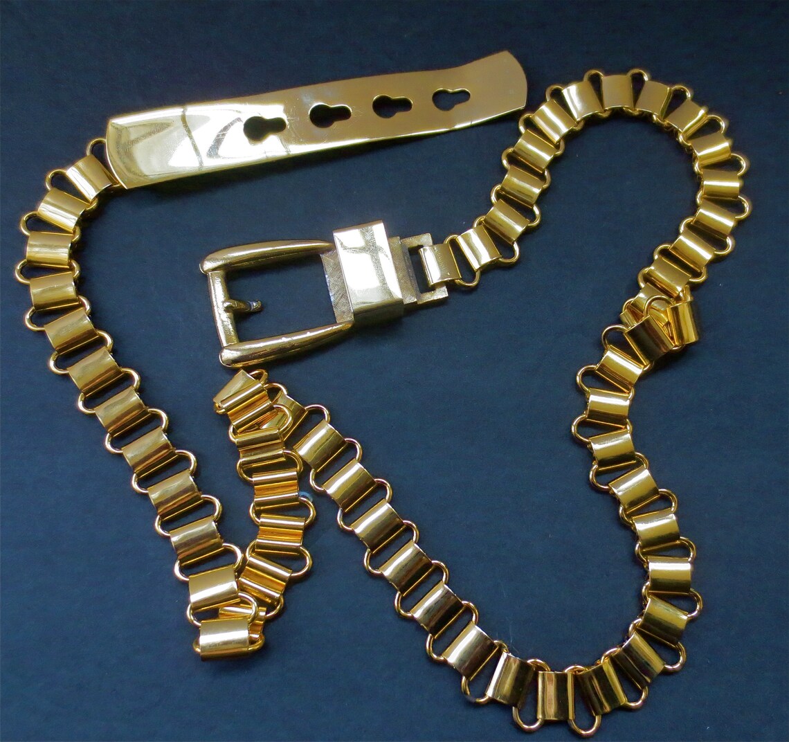 Sporty Chain Belt Vintage 1960s Belt Goldtone Buckle | Etsy