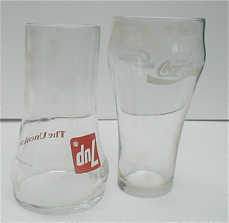 7-UP the Un Cola and Coke Glass Set of Two Brilliant Ad Campaign - - Etsy