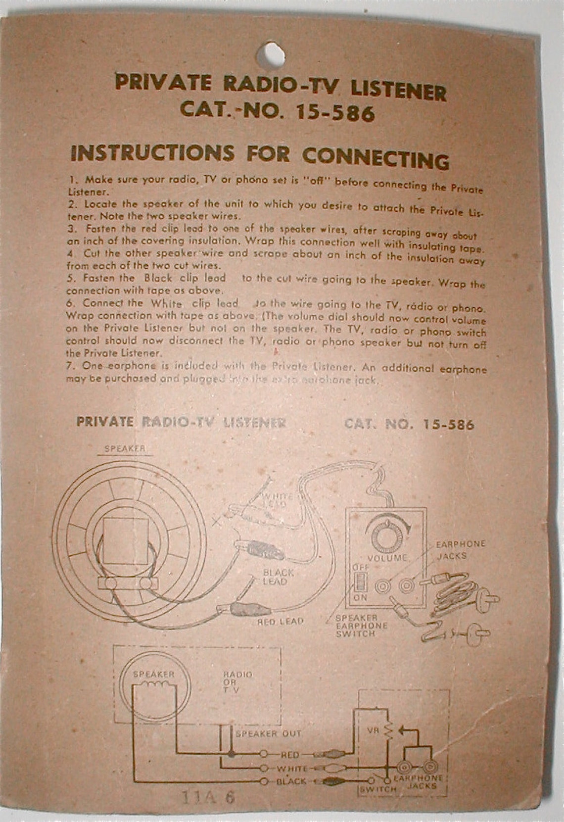 Tandy Company Innovative Device - Listen to Your Radio or TV PRIVATELY ...