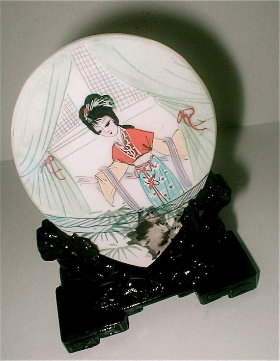 Hand Painted Tear Drop Portrait Plaque on Carved Wood Easel | Etsy