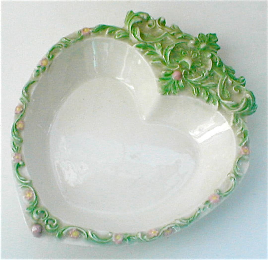 Big Fancy Heart Dish - Ceramic Vintage Hand Made - 1977 - Etsy