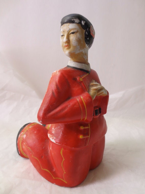 Vintage Porcelain Chinese Maiden Unusual Asian Figurine | Etsy