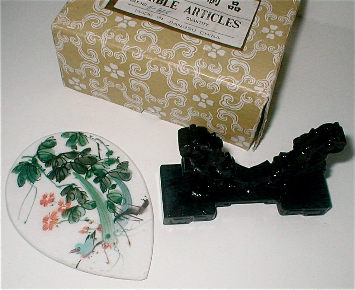 Hand Painted Tear Drop Portrait Plaque on Carved Wood Easel - Etsy