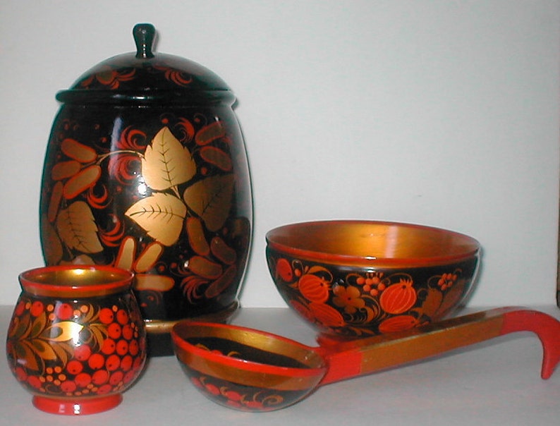 Russian Wooden Lacquerware and Gilt Collection Hand Painted | Etsy