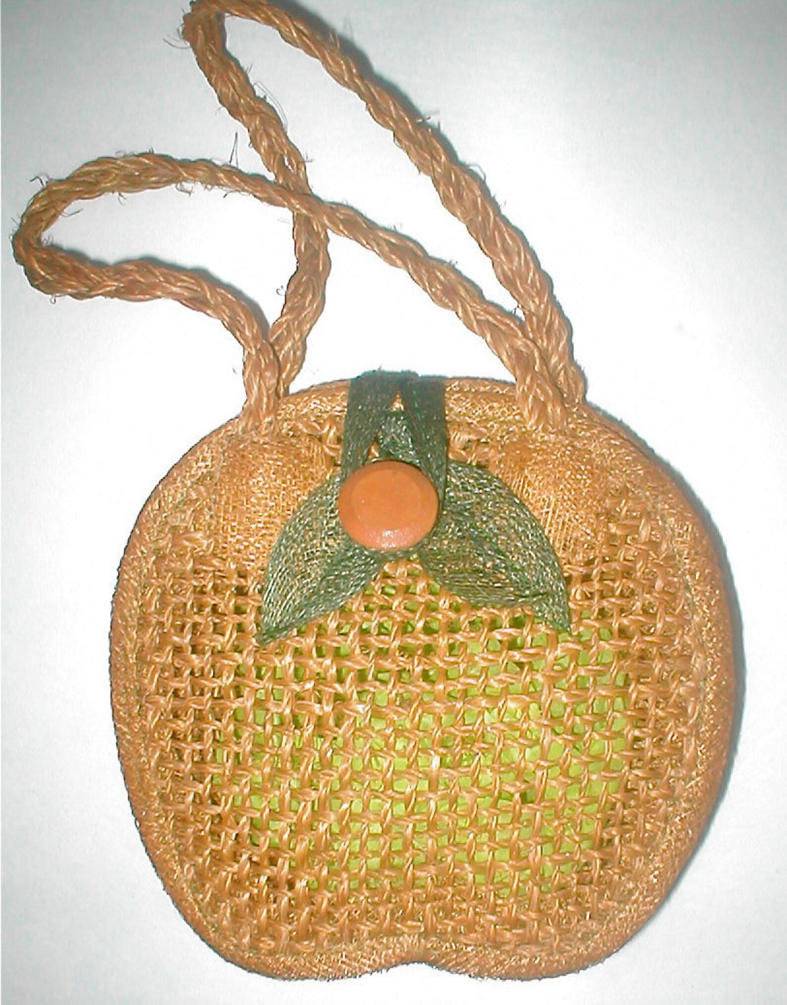 Green Apple Purse Vintage 60s Summer Woven Jute Handbag | Etsy