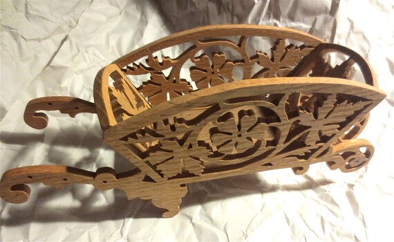 Scrollwork Wooden Wheelbarrow Hand Made Oak Traditional | Etsy