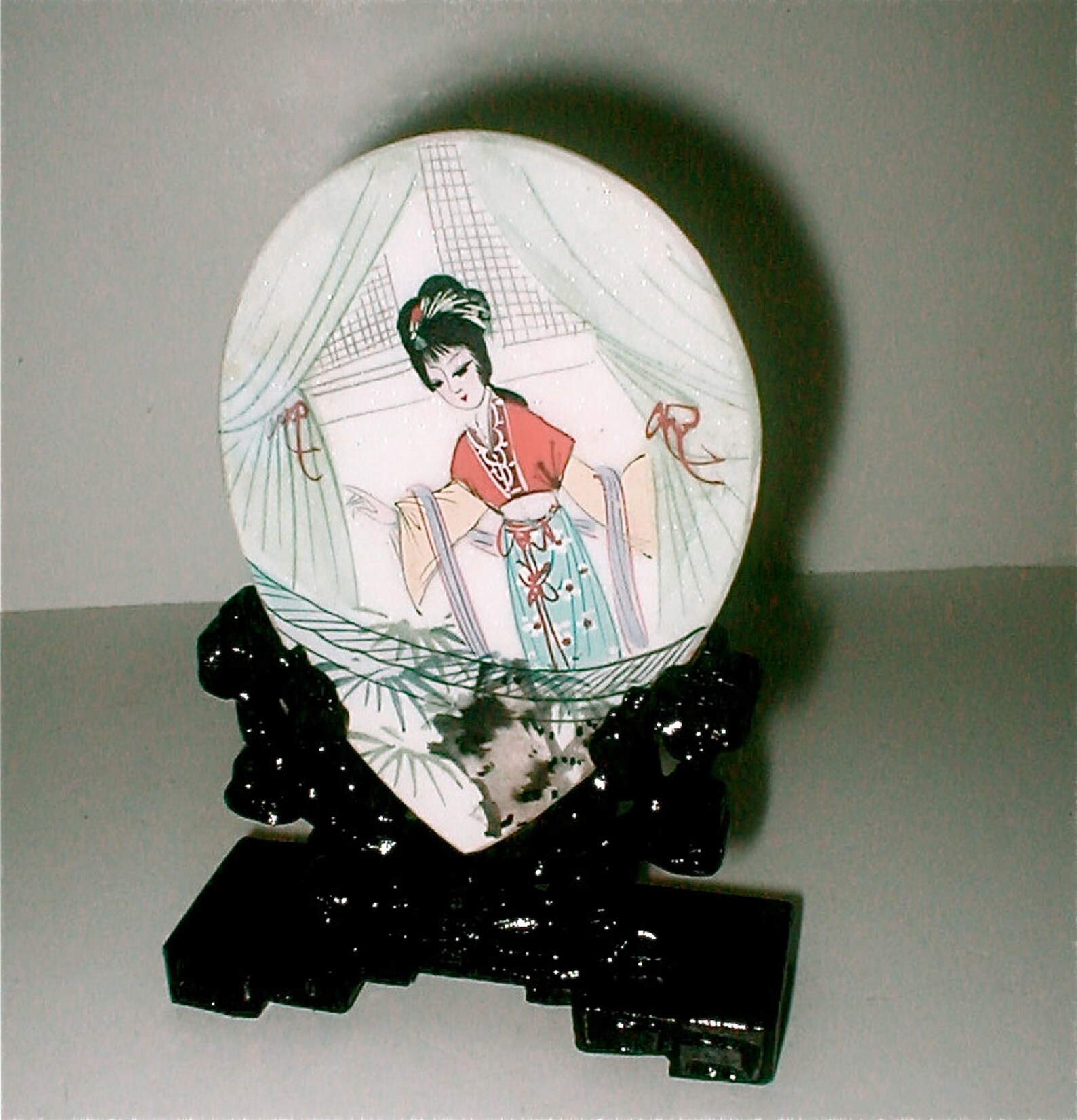 Hand Painted Tear Drop Portrait Plaque on Carved Wood Easel | Etsy