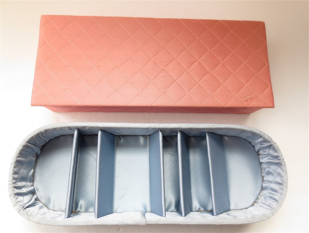 Lingerie Drawer Organizer Duo Vintage 40s Quilted Pink and Blue Satin ...