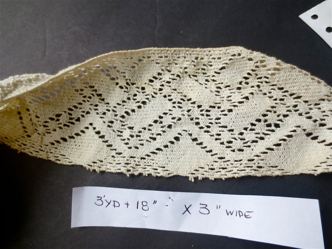 Lace Trim - Vintage 1920s - Ecru 3" Wide - 3 Yards and 18 Inches ...