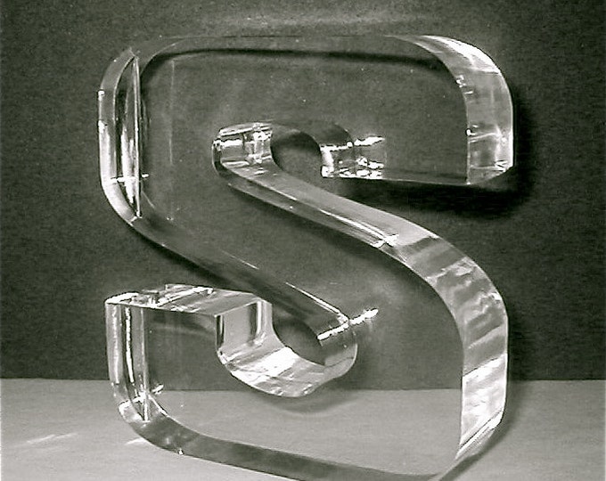 Lucite S Standing Letter Sculpture Acrylic Art Vintage 70s POP ART ...