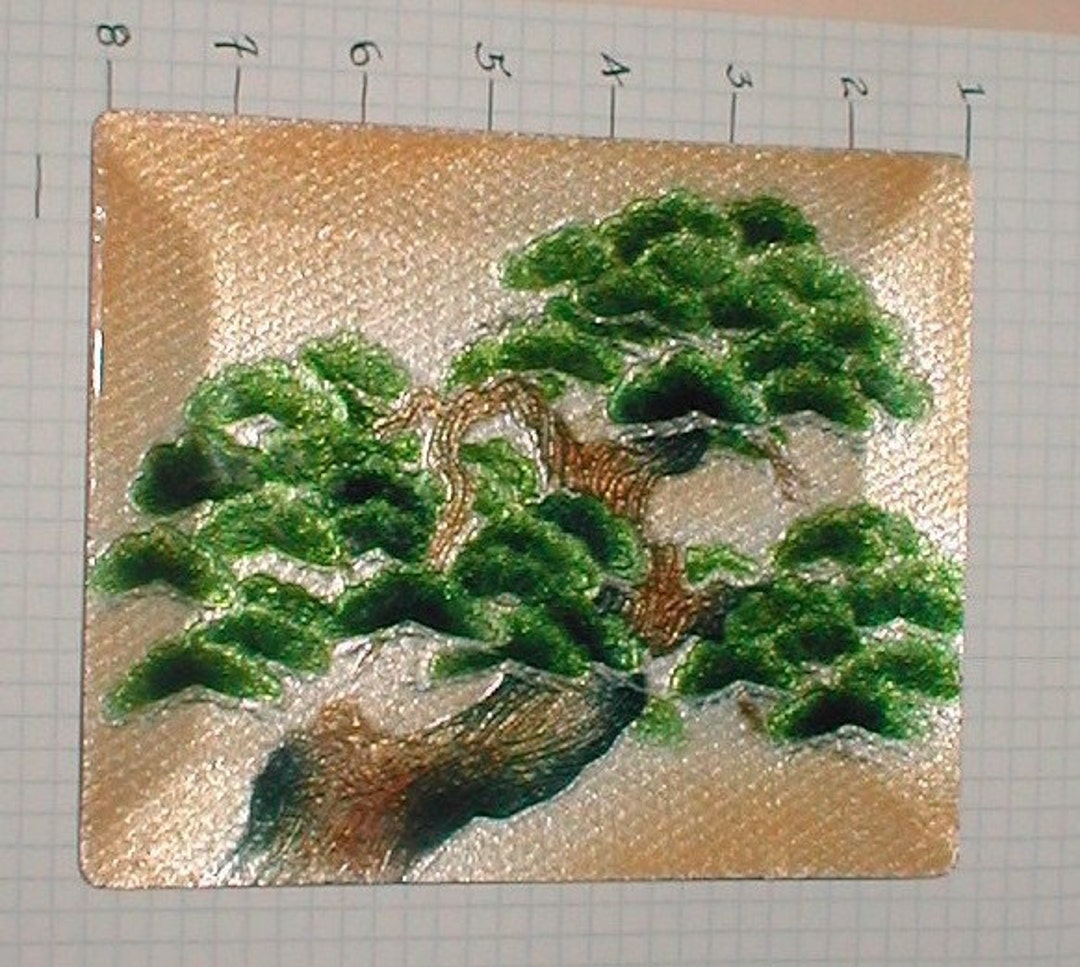 Enameled on Brass - Cliff Tree Plate - Japan Made- Vintage 50s - Etsy