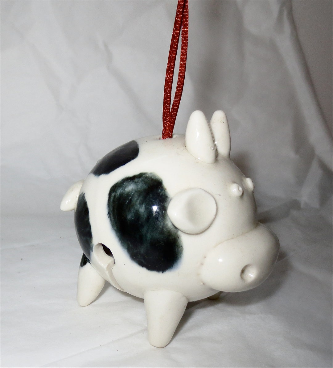 More Cow Bell Ceramic Bell Celebration Hanging Bovine Ringer Artisan ...