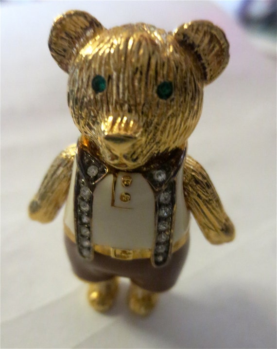 Teddy Bear Tack Pin Cold Enameled Teddy Suspenders and - Etsy