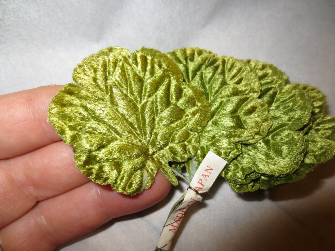 Millinery Green Velvet Geranium Leaves Felted Leaves Vintage 1950s 1 ...