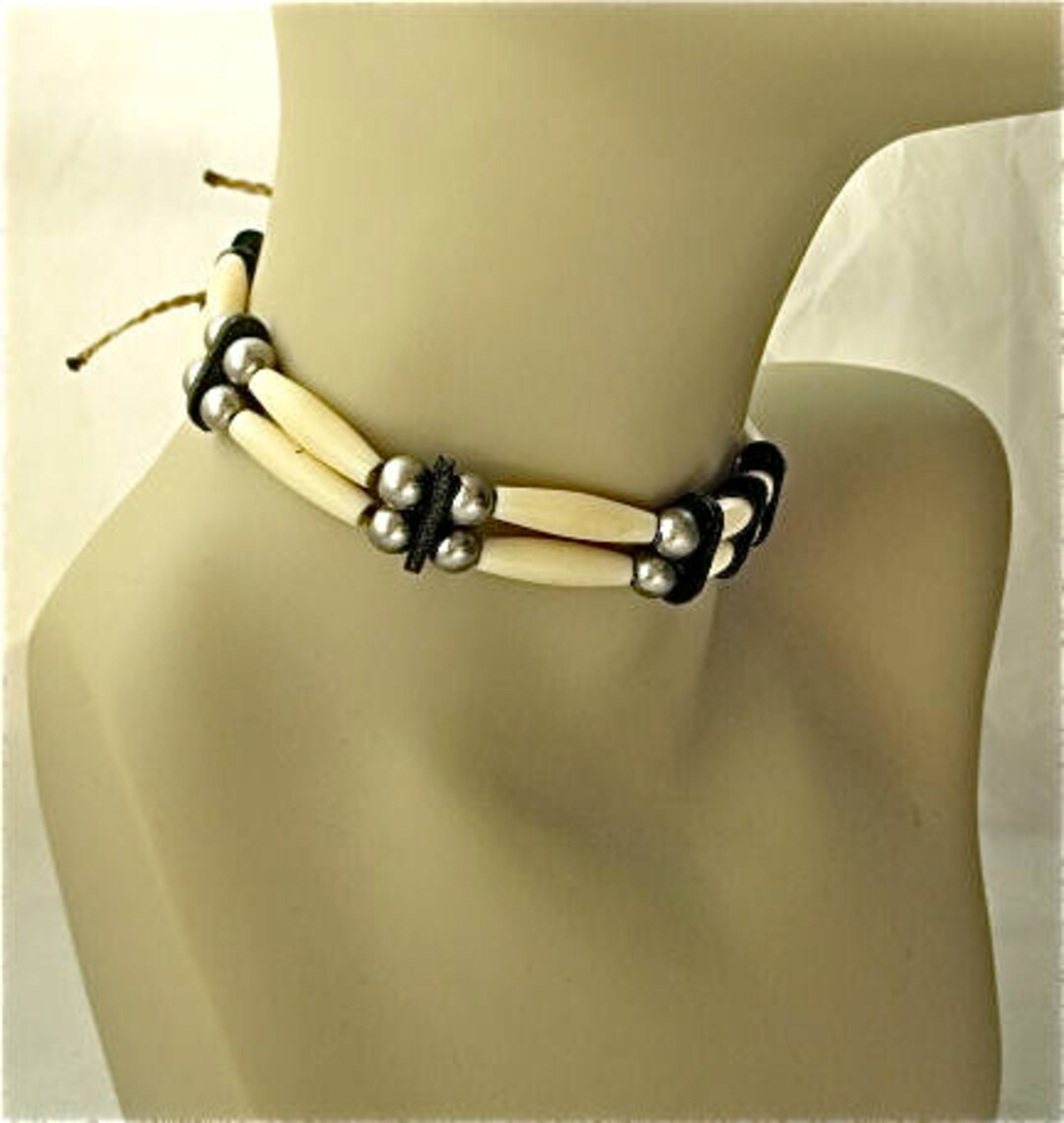 Native American Bone Pipe Bead Necklaces Choker Length Classic Western ...