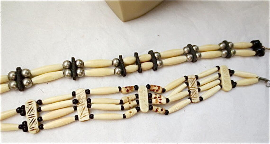 Native American Bone Pipe Bead Necklaces Choker Length Classic | Etsy