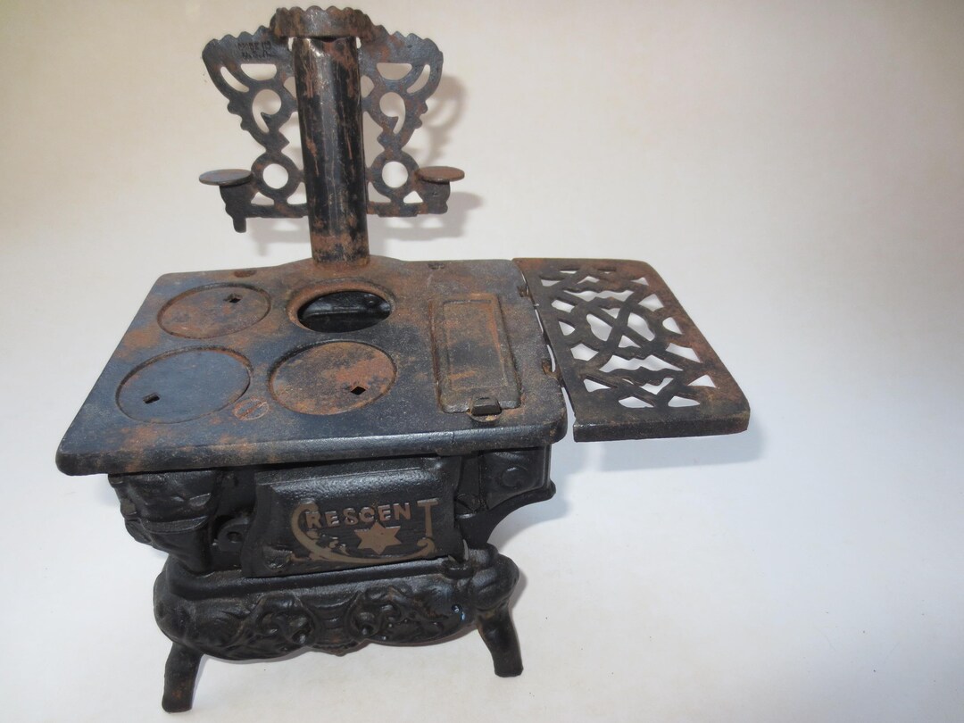 Crescent Cast Iron Toy Stove - Rustic Cottage Art - Vintage 1970s ...