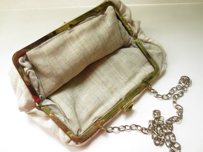 Bejeweled Linen Purse Kiss Frame Structure Vintage 1962 - Etsy