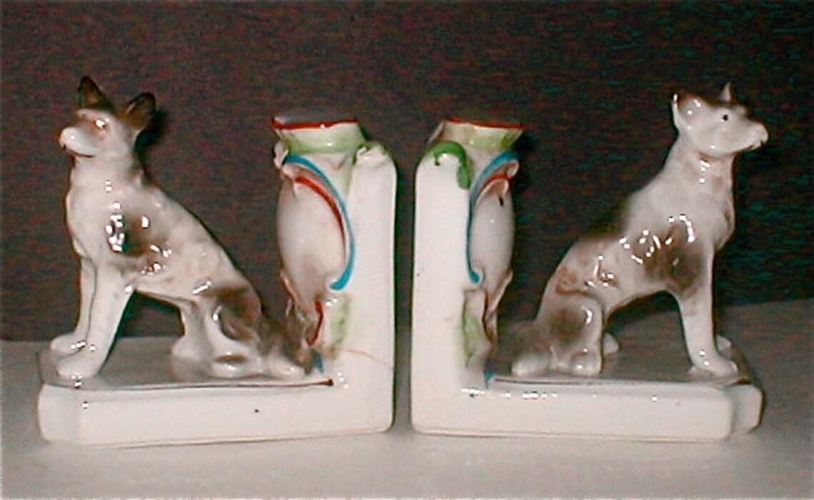Porcelain German Shepherd Bookends Made in Japan Dog - Etsy