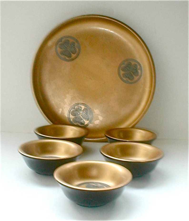 Japanese Gold Gilt Lacquerware Saki Set Tray With 5 Cups Gold - Etsy