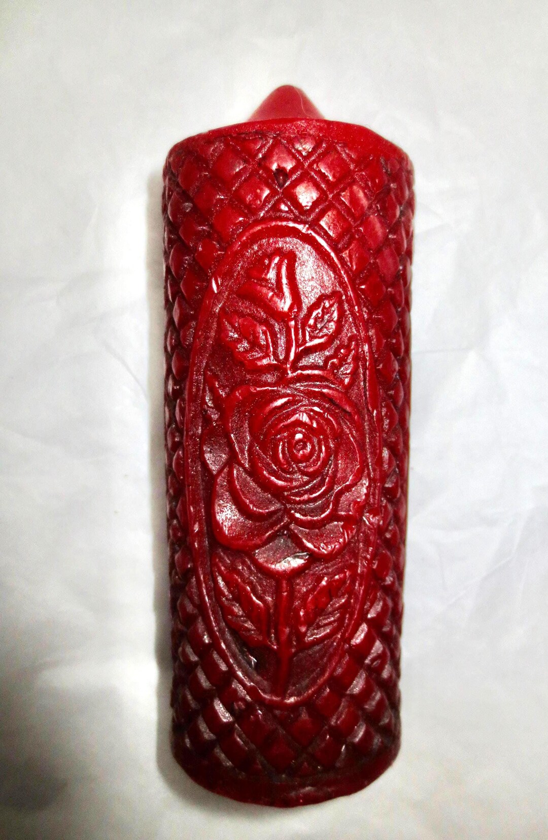 Ruby Red Roses Candle - 5 Inch Tall Pillar - Mid Century - Vintage ...