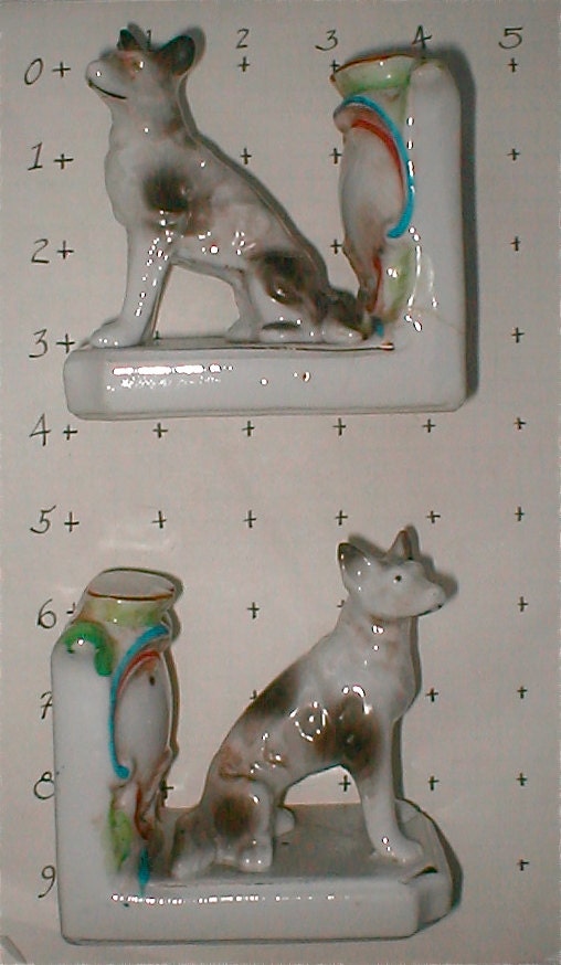 Porcelain German Shepherd Bookends Made in Japan Dog - Etsy