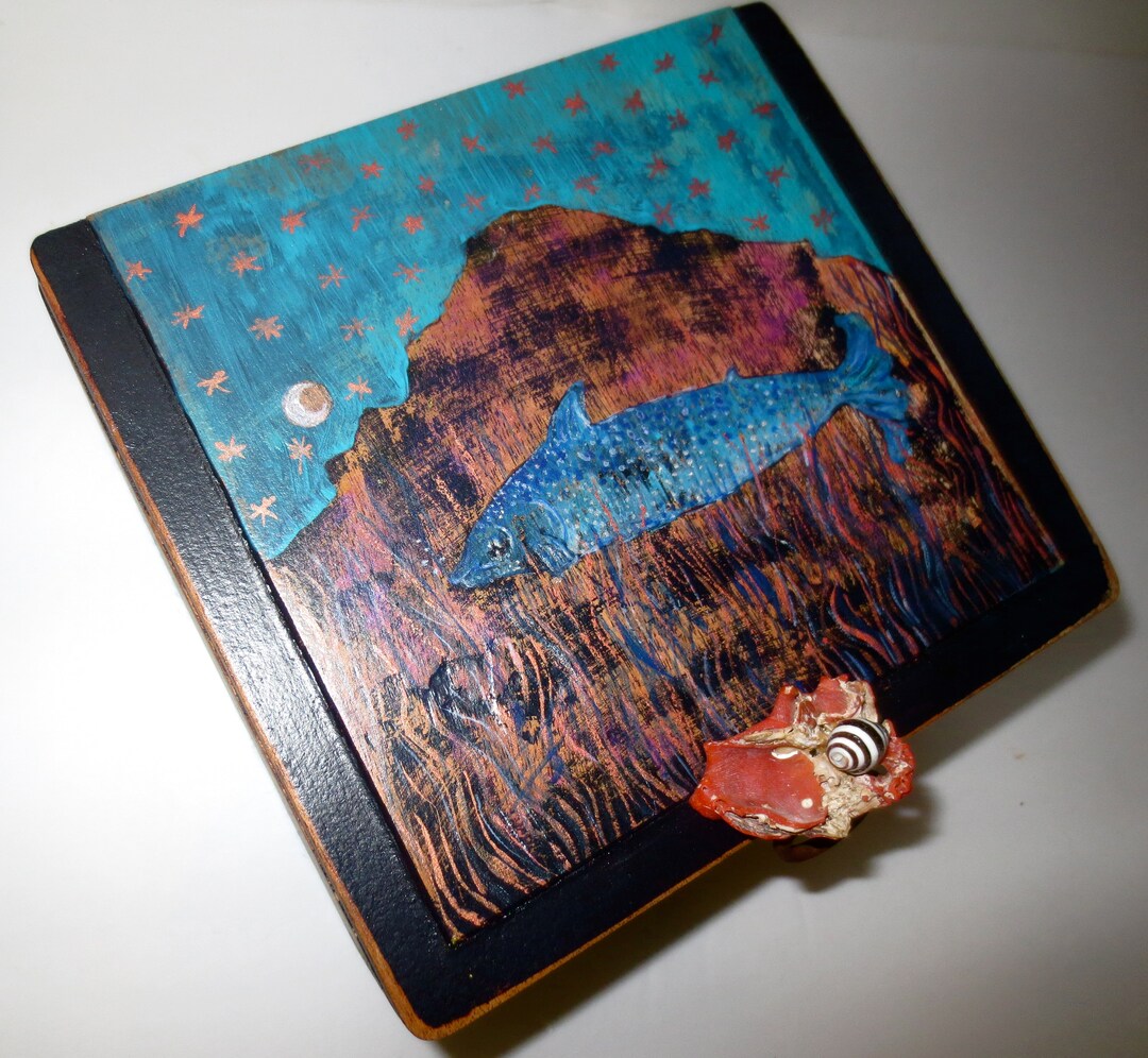 Inky Depths - Painted Wooden Box - Hand Painted - Etsy