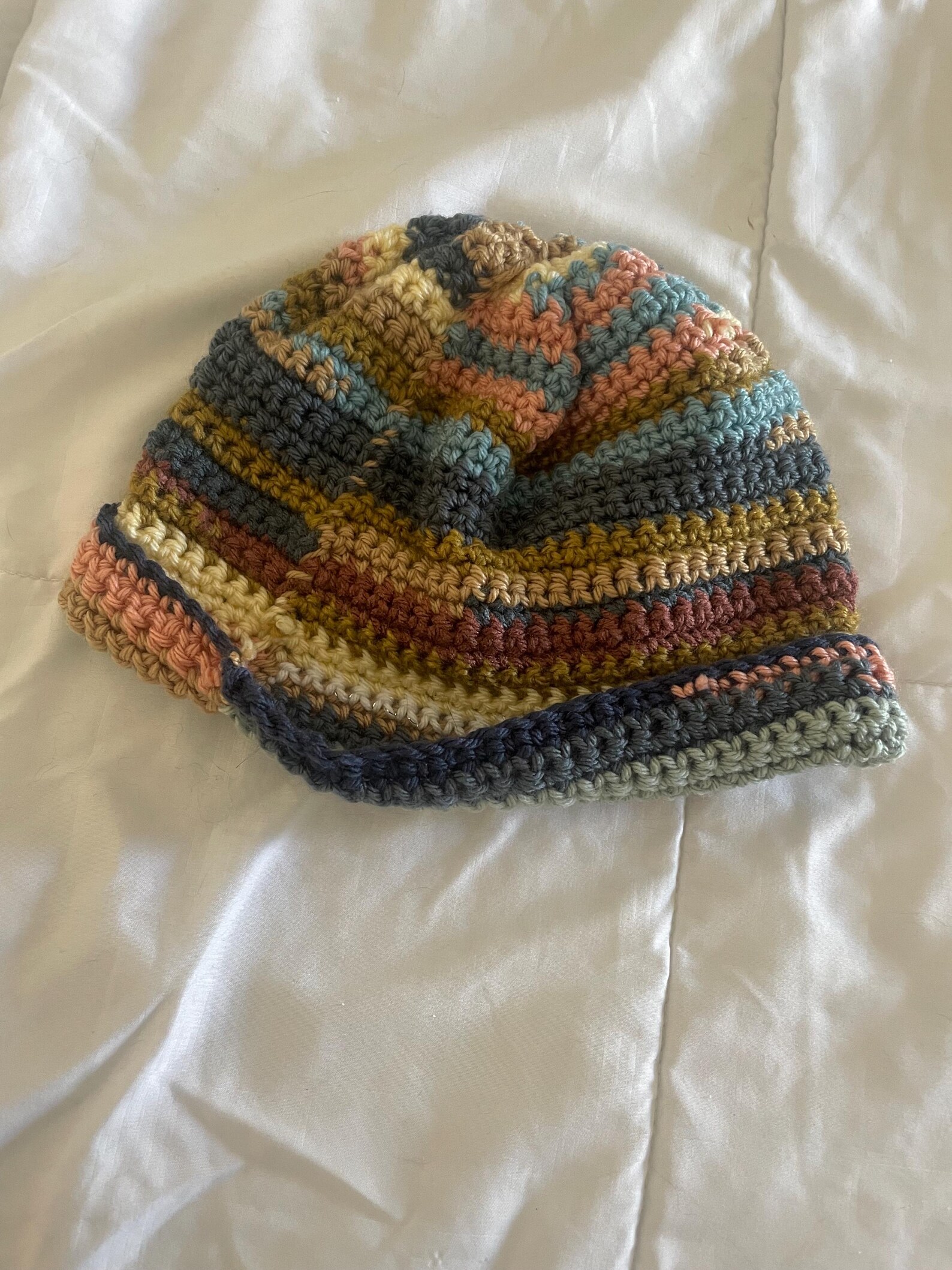 Crochet Boho Beanie Scrap Yarn Amateur Project Small Head Child Size ...