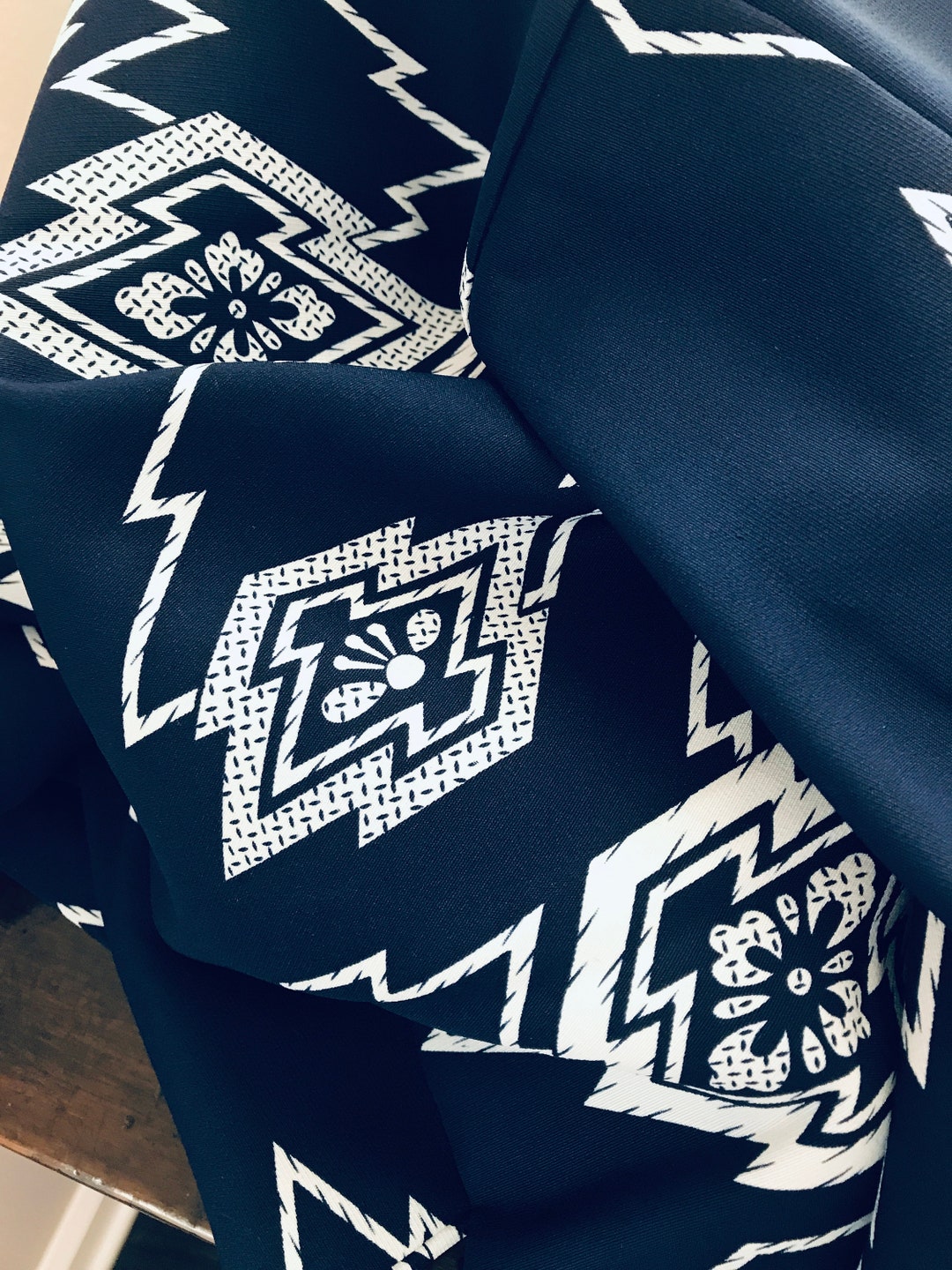 Blue Yukata Kimono Fabric Panel 15x66" Synthetic Fiber Sewing Quilting ...