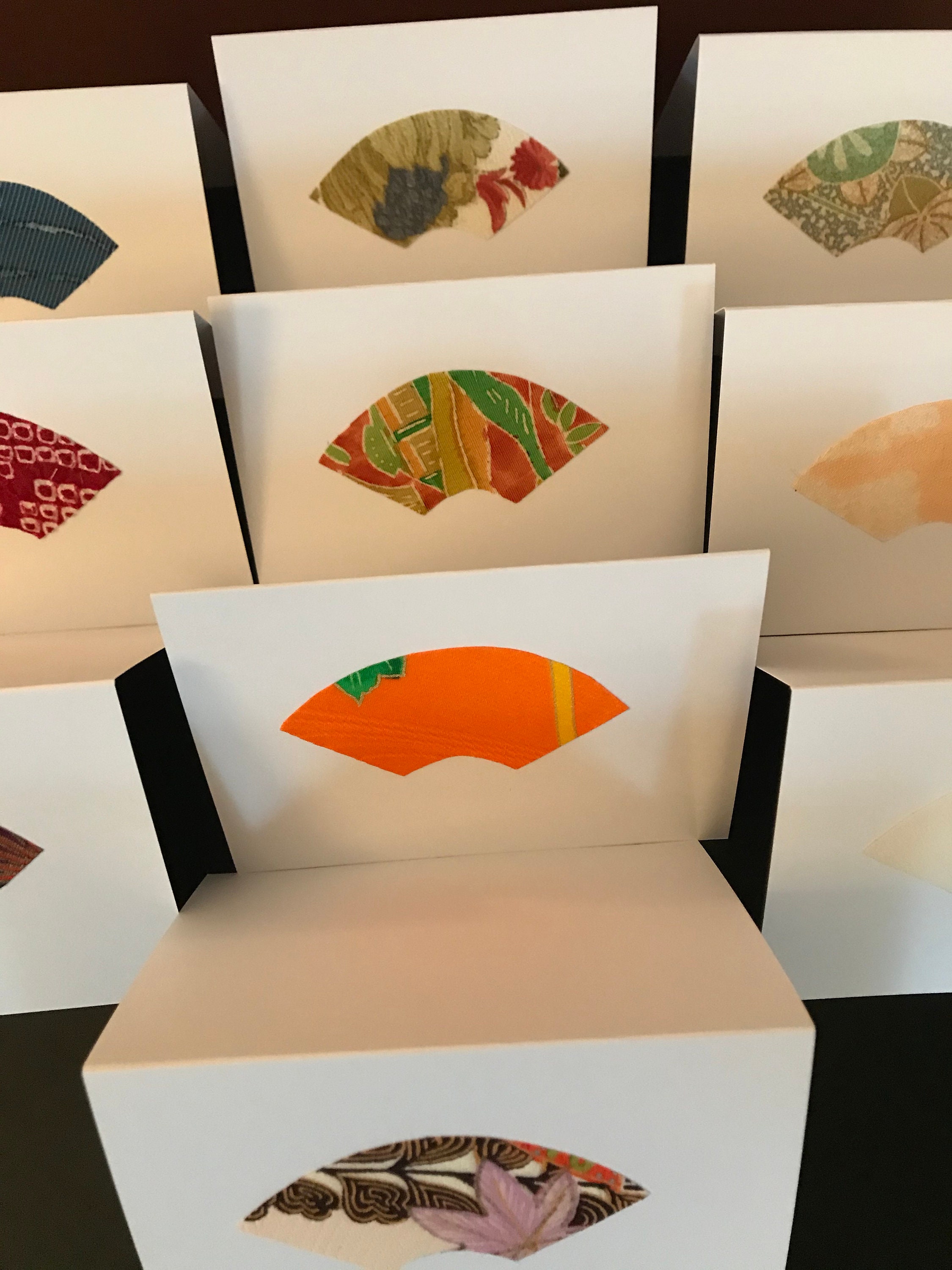 50 Silk Fabric Stickers Fan Designs Cut by Hand Make Your Own - Etsy