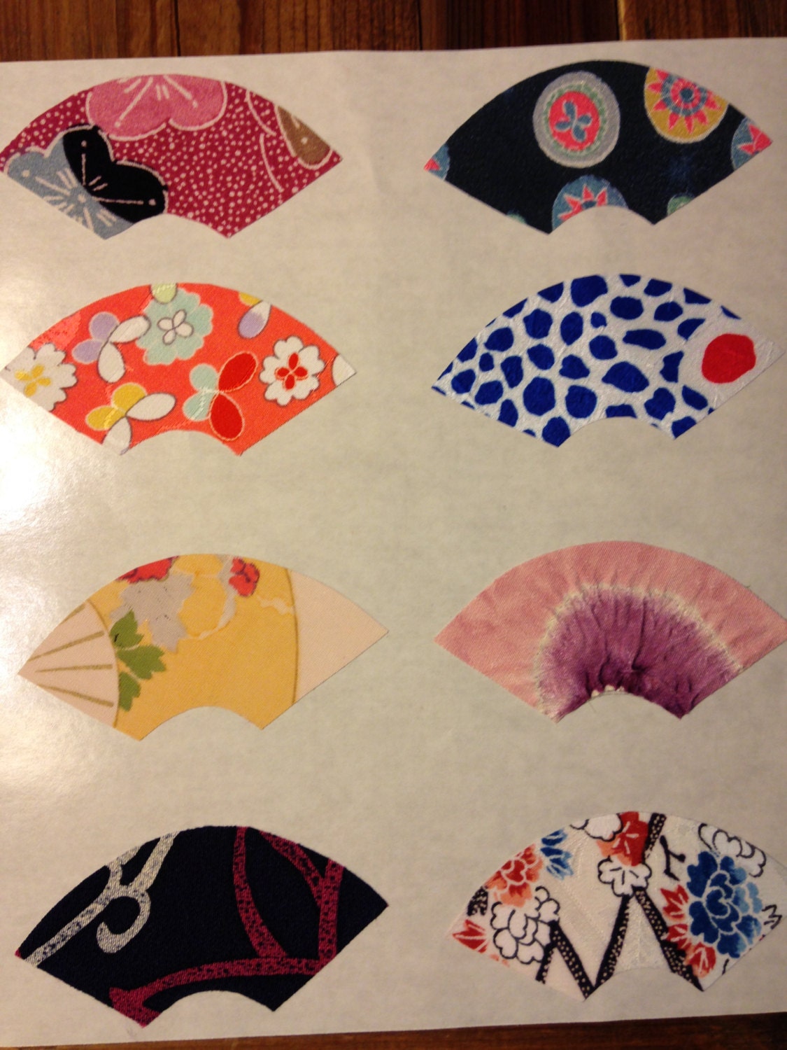 50 Silk Fabric Stickers Fan Designs Cut by Hand Make Your Own - Etsy